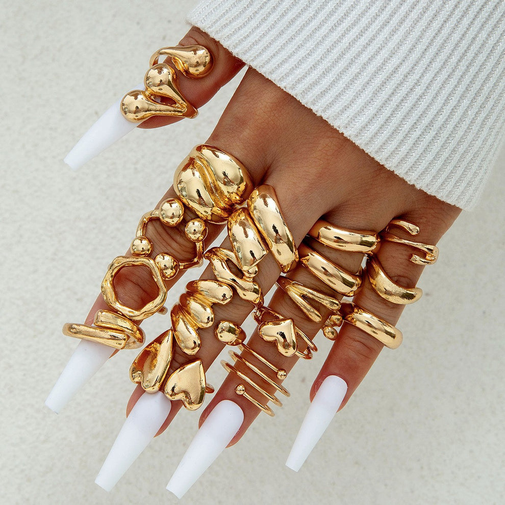 UNI-11115-11 - Gold Foiled - Ring Set Of 15 – AB Wholesale