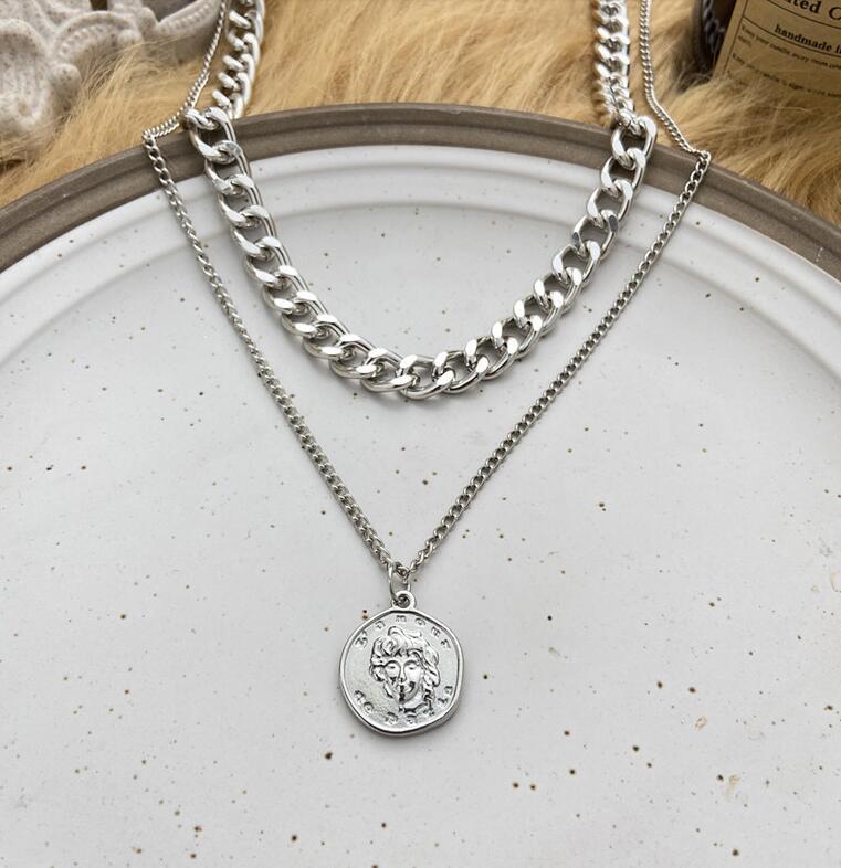 UNI- 11074 - Choker Chain Double layer Silver - Necklace – AB Wholesale