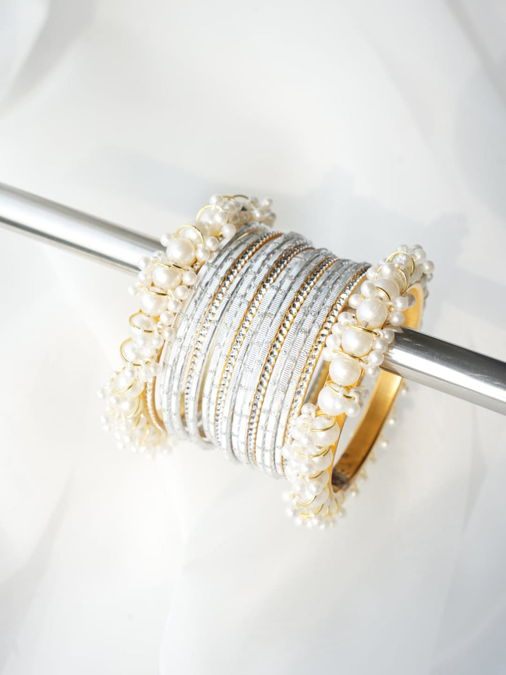 CH-33 - Pearly Bangles & White - Choorian Set – AB Wholesale